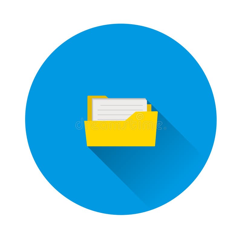 Blue Folder Icon with a Sheet of Paper. Vector Folder Icon Cartoon ...