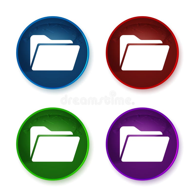 Folder Icon Shiny Round Buttons Set Illustration Stock Vector ...