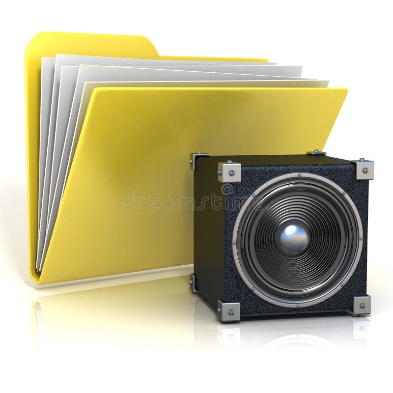 3d Folder With Speaker. Audio-book Concept Stock Illustration ...