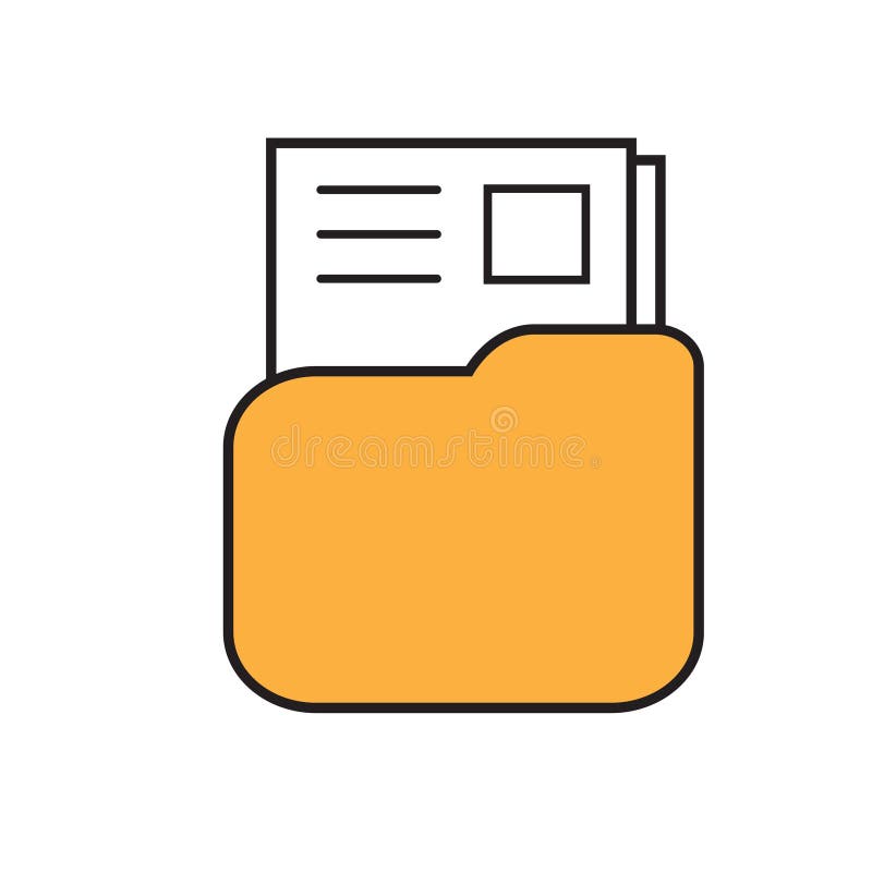 Folder Icon with Stamp and Text Document Isolated on White Stock Vector ...