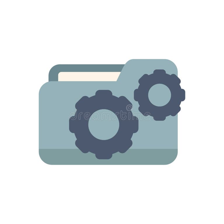 Folder Icon with Two Gears Representing Data Processing Stock ...