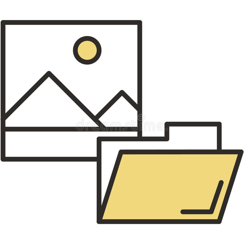 Folder Icon with Vector Image Isolated on White Stock Illustration ...