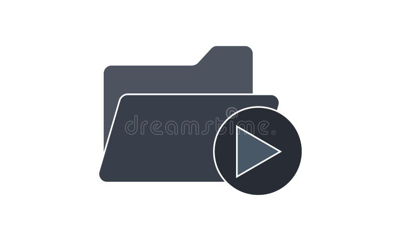 Folder Icon with Video Clips on a White Background. Stock Illustration ...