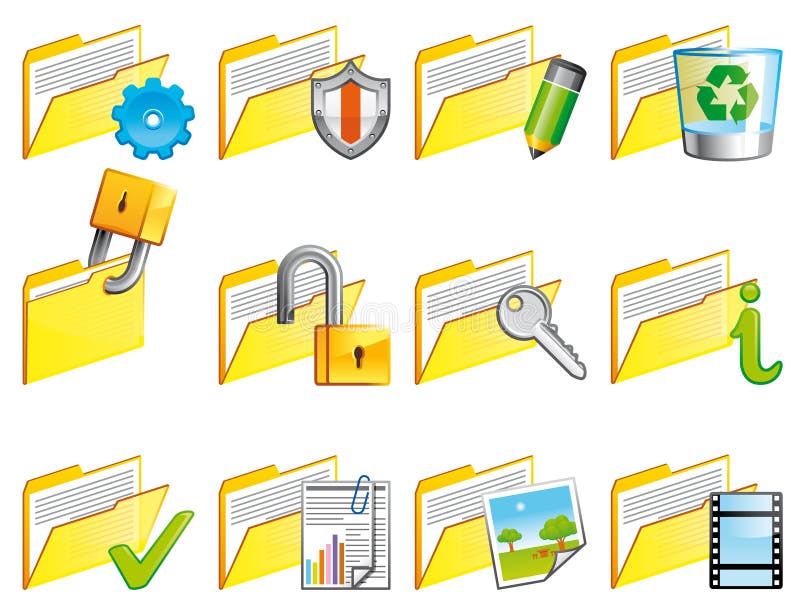 Folder icons stock illustration. Illustration of unlock - 14278140