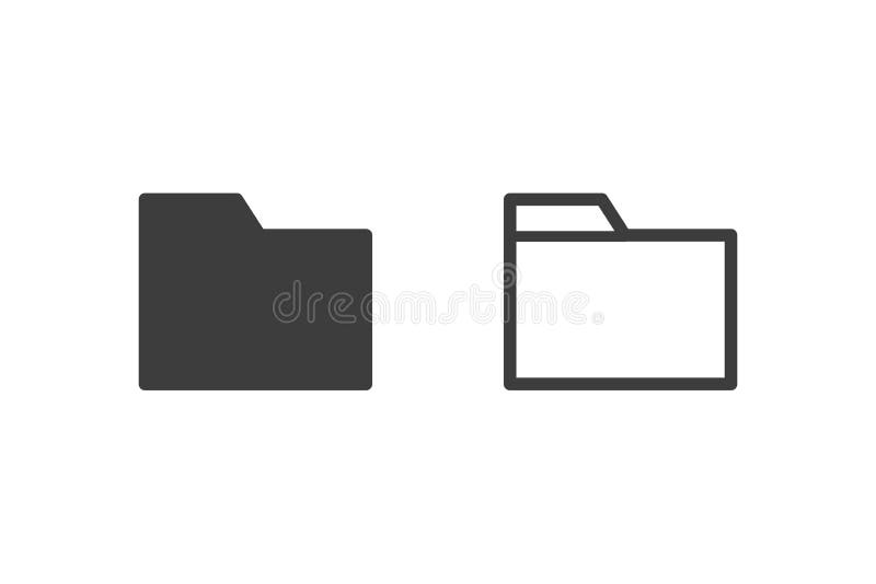 Folder Icons Flat Design with 2 Style Icons Black and White. Stock ...
