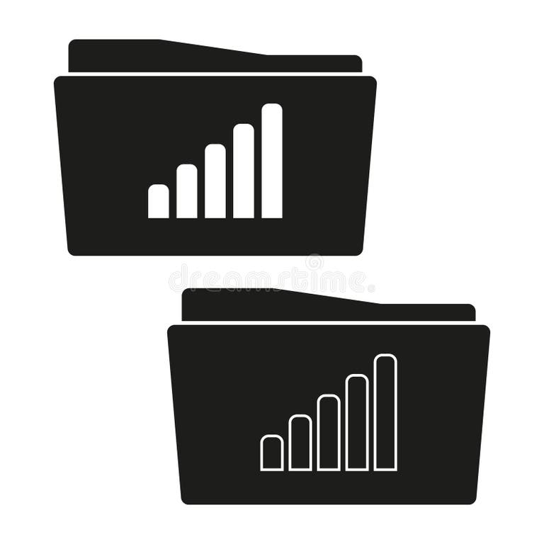 Folder Icons with Growth Chart. Two Variations of File Folders with ...