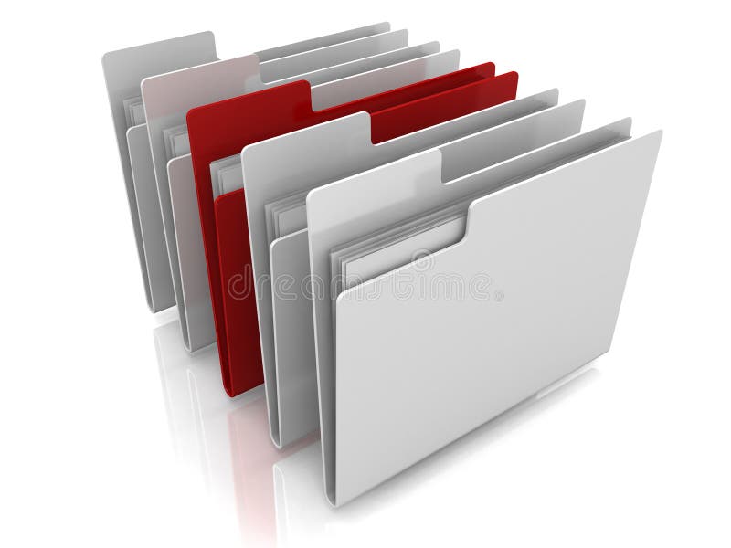 Folder Icons Row with One Selected Stock Illustration - Illustration of ...