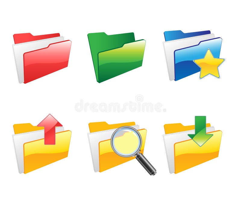 Folder icons set stock vector. Illustration of percentage - 13105509