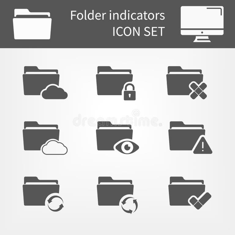 Folder state icons set stock vector. Illustration of directory - 108907746