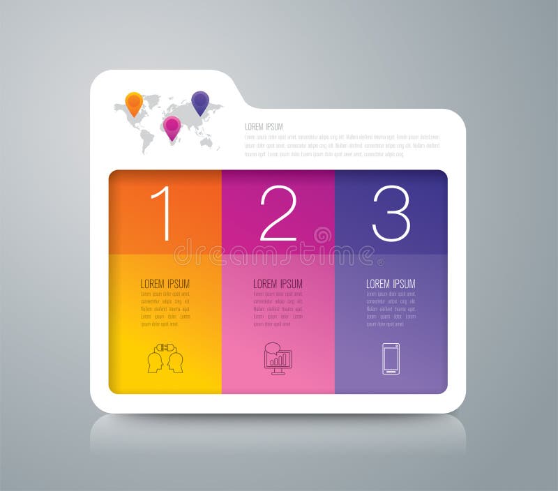 Folder Infographic Design and Business Icons with 3 Options. Stock ...