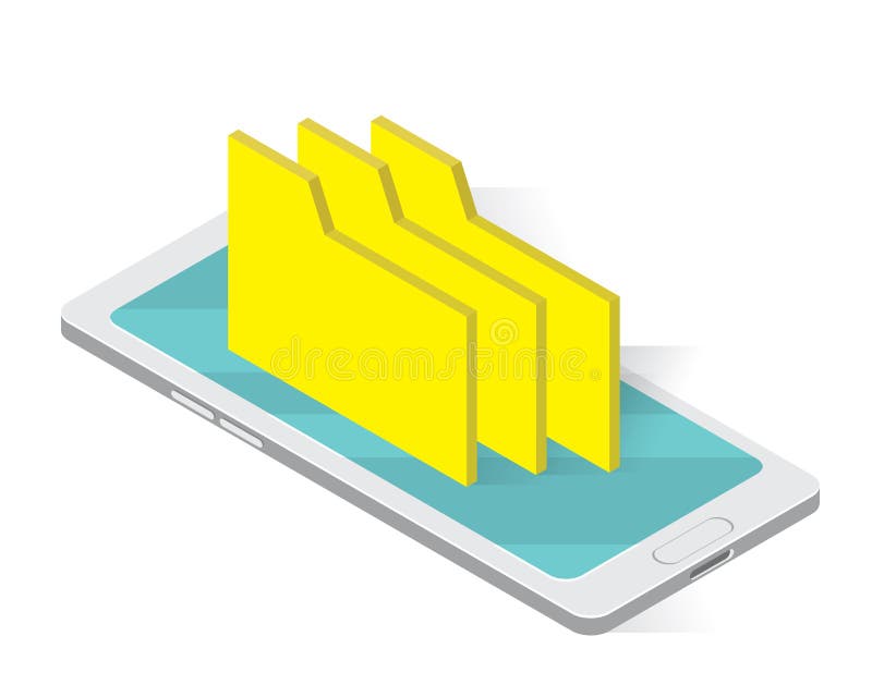 Folder on Folder Isometric Icons Concept,phone Folder Illustration ...