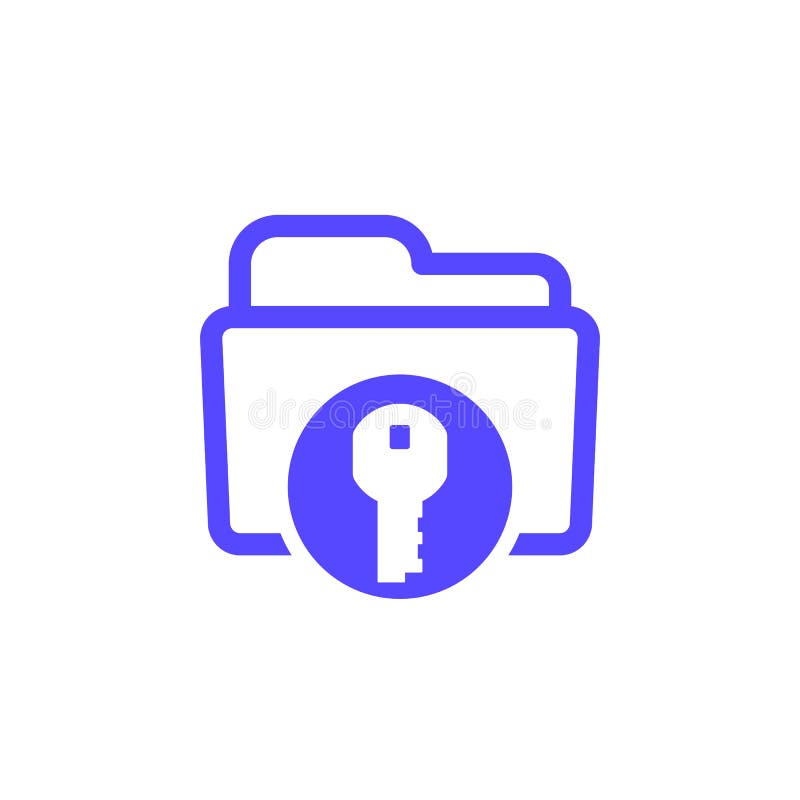 Folder and Key Icon for Web Stock Vector - Illustration of storage ...