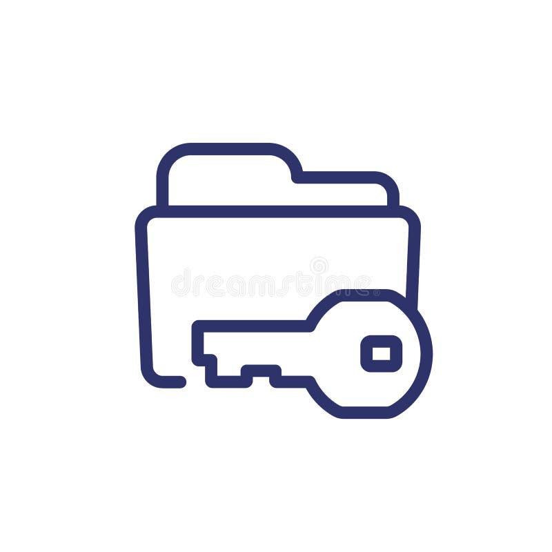 Folder and key line icon stock vector. Illustration of safeguard ...