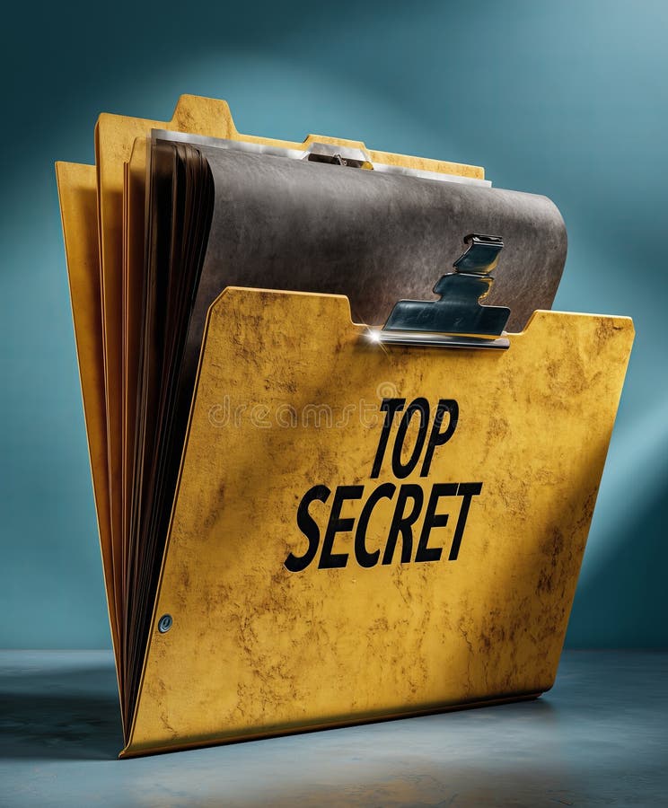 A Folder Labeled "TOP SECRET" with Bold Letters, Partially Covered in ...