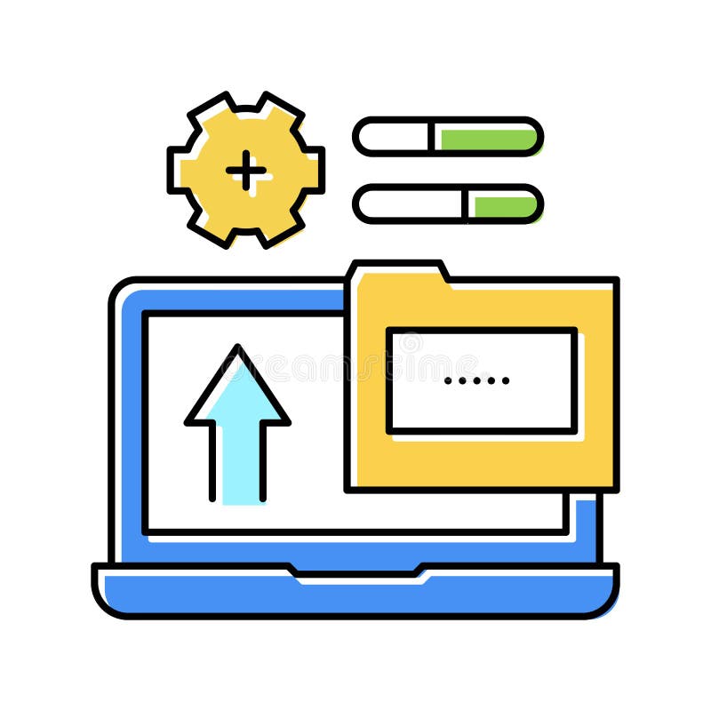 Folder Laptop Color Icon Vector Illustration Sign Stock Vector ...