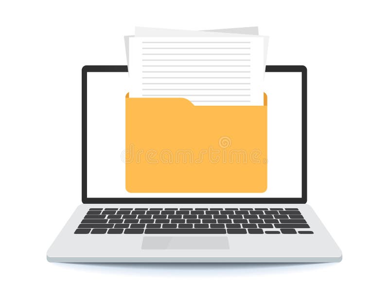 Folder on laptop screen stock vector. Illustration of archive - 262881074