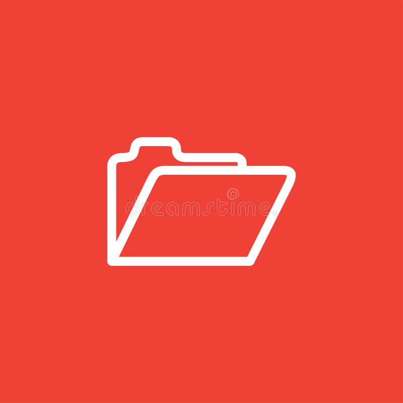 Folder Line Icon on Red Background. Red Flat Style Vector Illustration ...