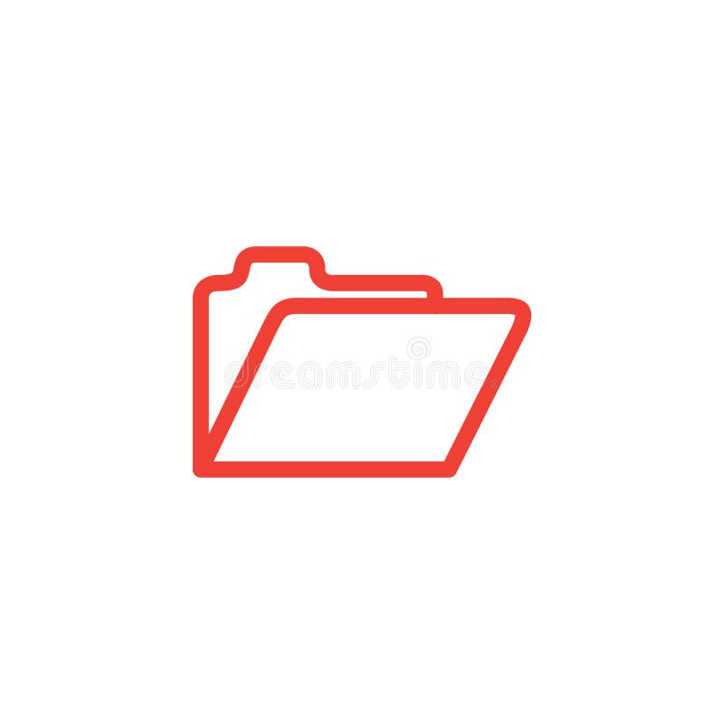 Folder Line Red Icon on White Background. Red Flat Style Vector ...