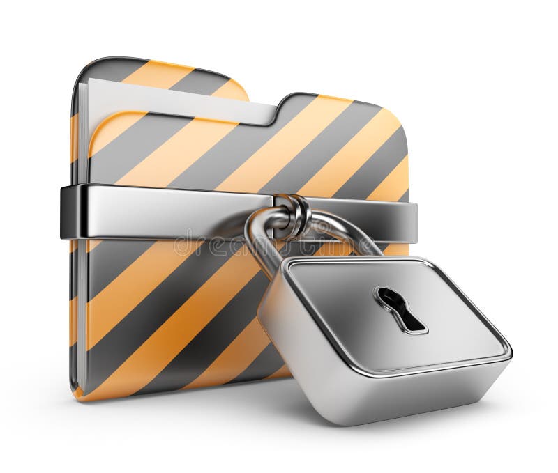 Data Security Concept. Folder and Lock 3D Stock Illustration ...