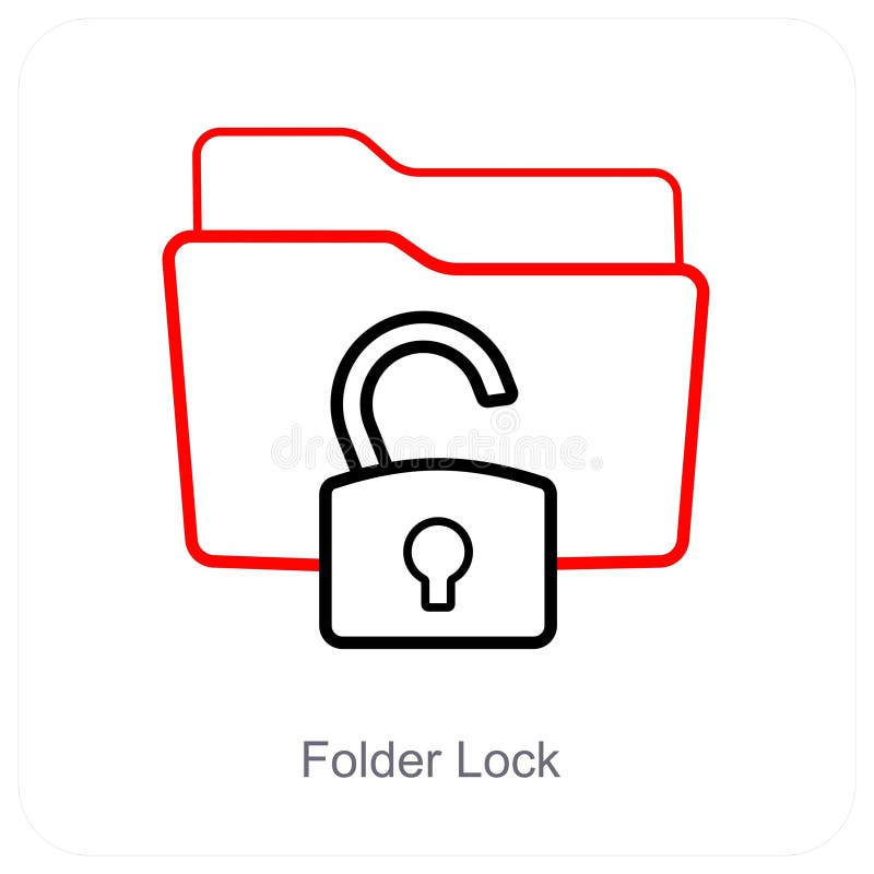 Folder Lock and Folder Icon Concept Stock Illustration - Illustration ...