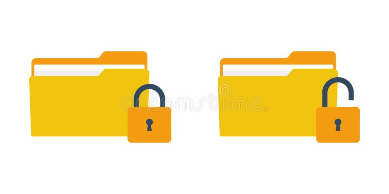 Folder Lock Icon Flat Style Stock Illustration - Illustration of ...
