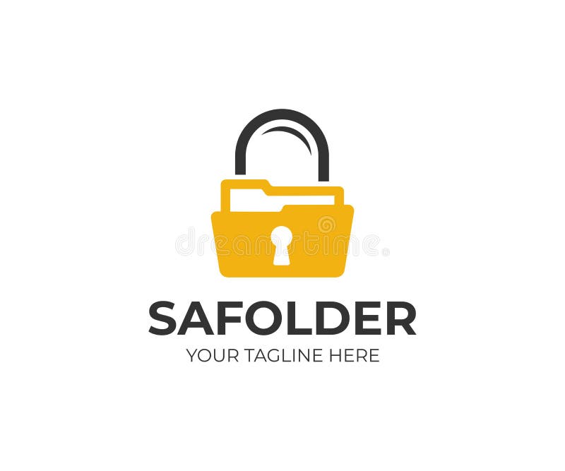 Folder and Lock Logo Template. Secure Folder Vector Design Stock Vector ...