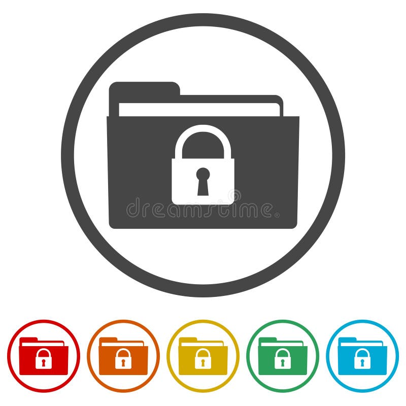 Lock Folder Icon Isolated on Dark Background Stock Vector ...