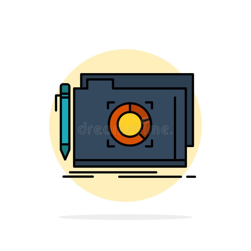 Folder, Lock, Target, File Abstract Circle Background Flat Color Icon ...