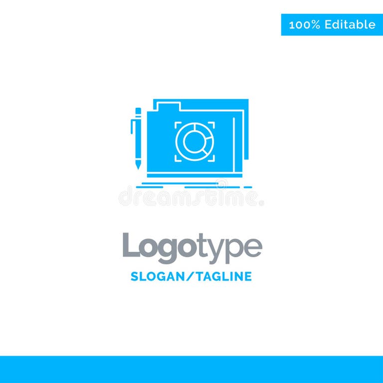 Folder, Lock, Target, File Blue Solid Logo Template. Place for Tagline ...
