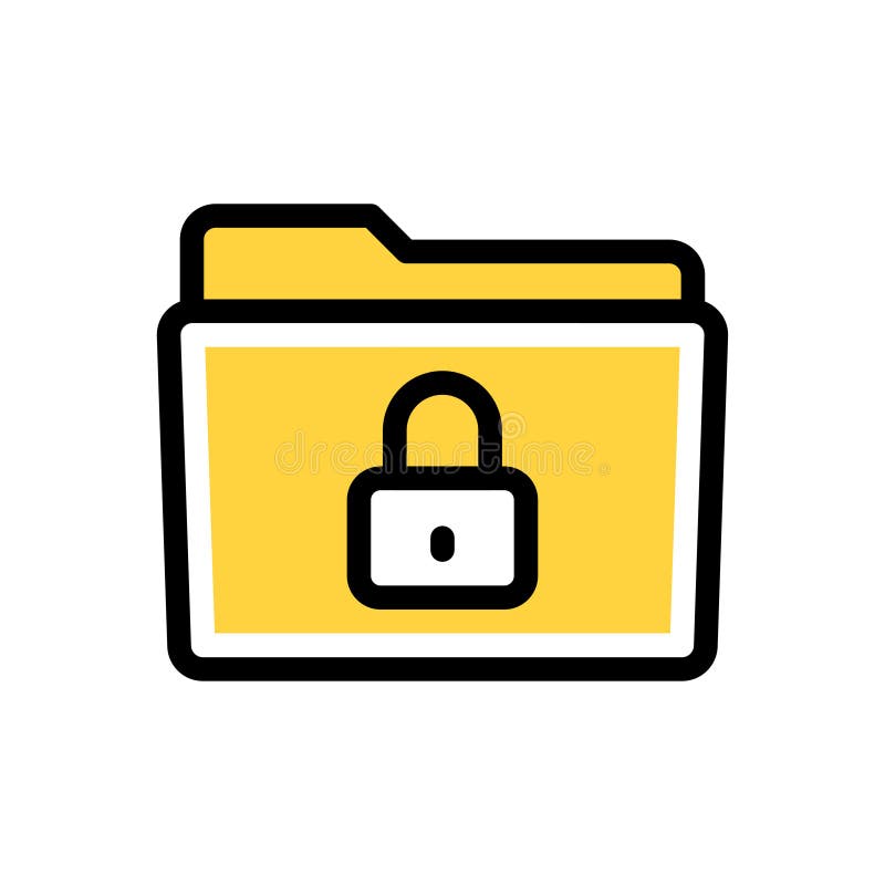Folder Lock, Protection and Security Vector Icons Set Cyber Computer ...