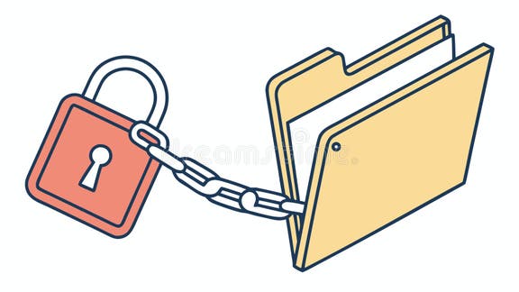 A Folder Locked with a Heavy Chain and Padlock for Data Breach Concept ...
