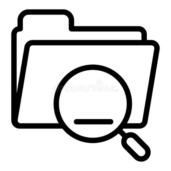Folder with Magnifier Line Icon. Search in Folder Vector Illustration ...