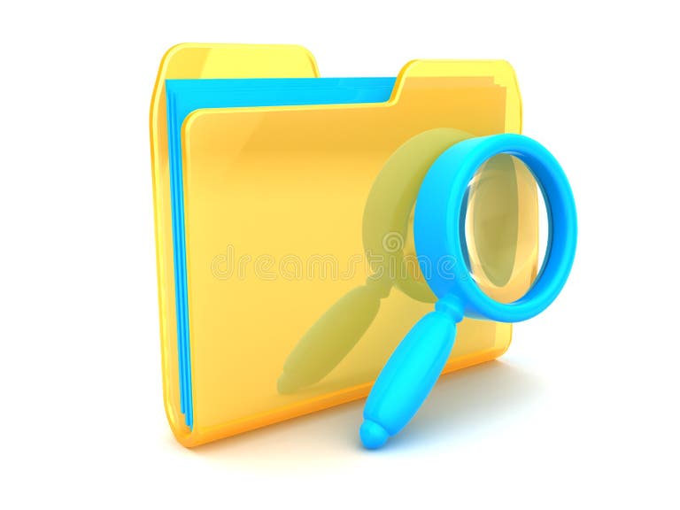 Folder with magnify glass stock illustration. Illustration of office ...
