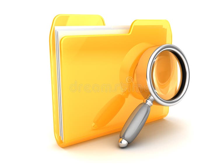 Folder and magnify glass stock illustration. Illustration of directory ...