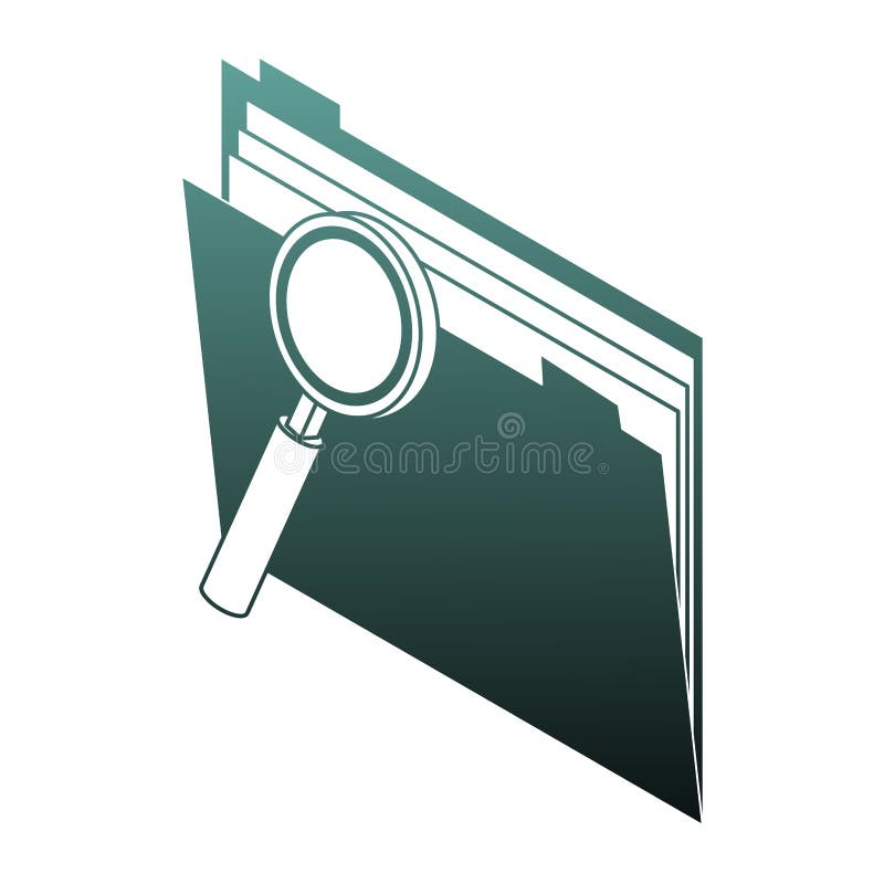 Folder with Magnifying Glass Blue Lines Stock Vector - Illustration of ...