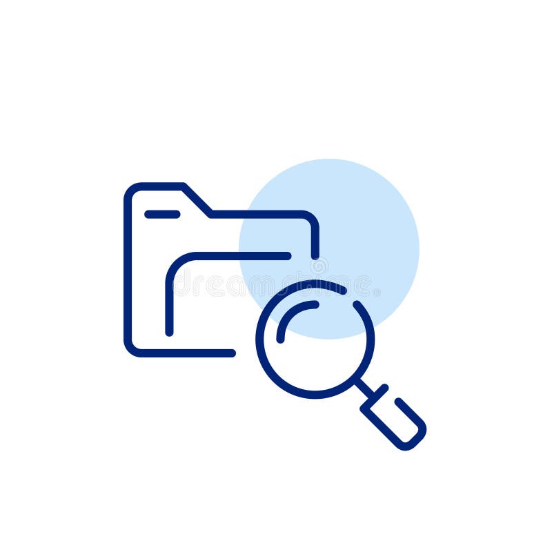 Folder and Magnifying Glass. Searching Files in Database. Document ...