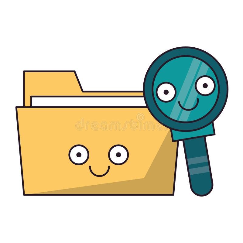 Folder and Magnifying Glass Stock Vector - Illustration of data, chart ...