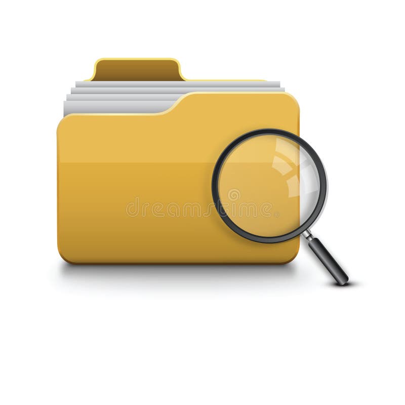 Folder and Magnifying Glass. Vector Illustration Decorative Design ...