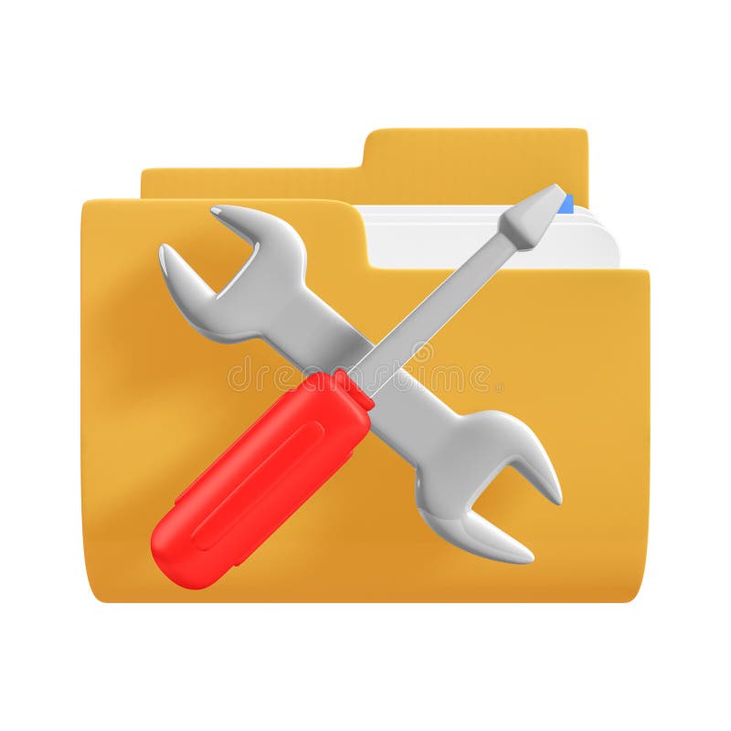 Folder Maintenance Icon with Clipping Path, 3d Rendering Stock ...