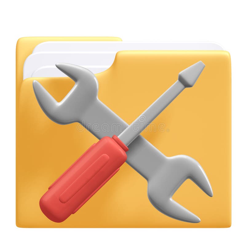 Yellow Folder Icon with Clipping Path, 3d Rendering Stock Illustration ...