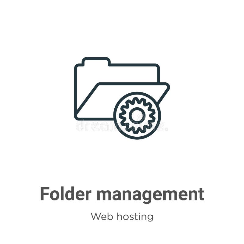 Folder Management Outline Vector Icon. Thin Line Black Folder ...