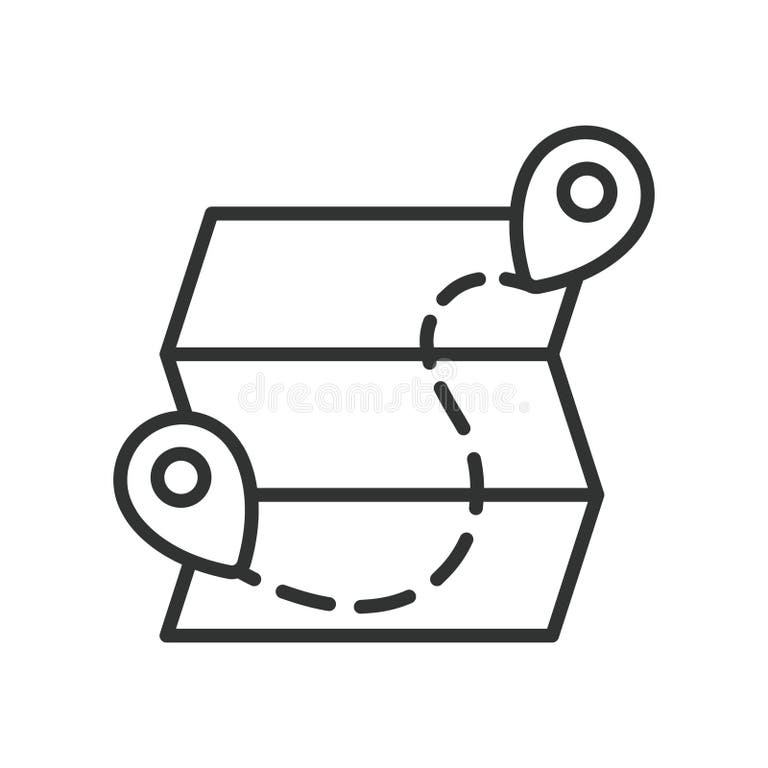 Folder Map, Icon in Line Design. Folder Map, Location Folder, Map ...