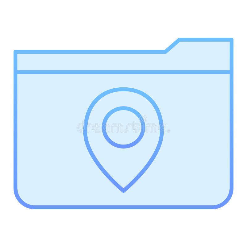 Folder with Map Pin Flat Icon. Folder Location Blue Icons in Trendy ...