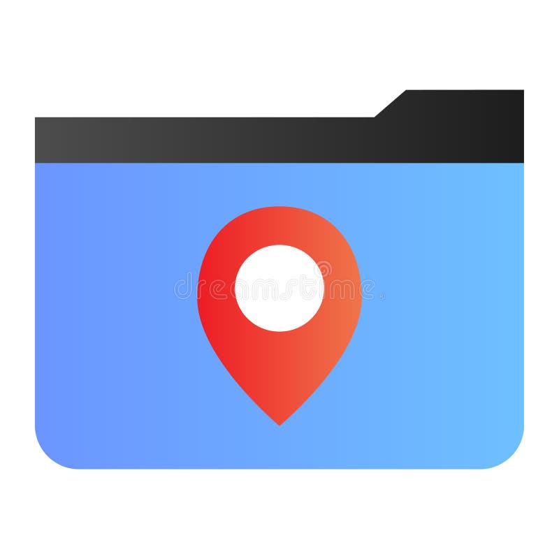 Folder with Map Pin Flat Icon. Folder Location Color Icons in Trendy ...