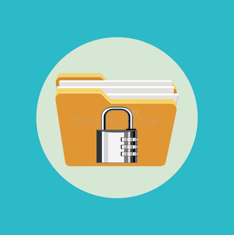 Folder with Metal Lock Flat Design Vector Stock Vector - Illustration ...