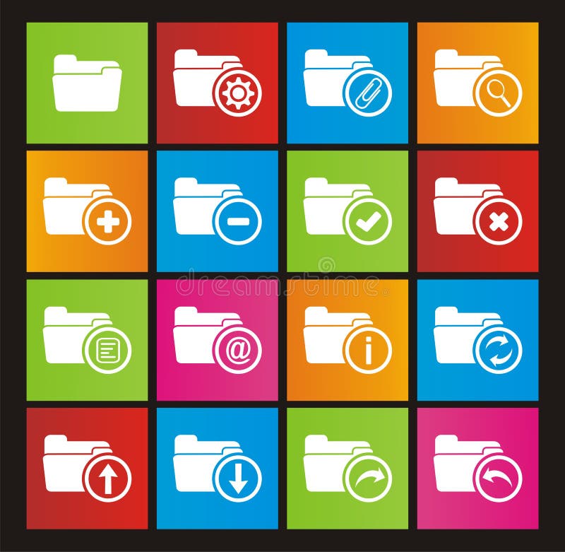 Folder metro style icons stock illustration. Illustration of full ...