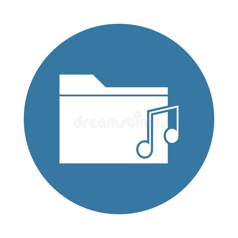 Folder with Music Icon in Badge Style Stock Illustration - Illustration ...
