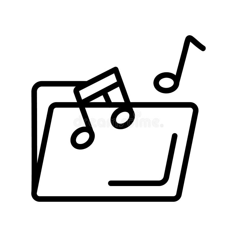 A Folder with Music Icon Vector. Isolated Contour Symbol Illustration ...
