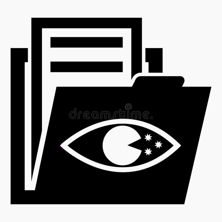 Folder and Night Vision Icon. Illustration of the Eyes with the Moon ...