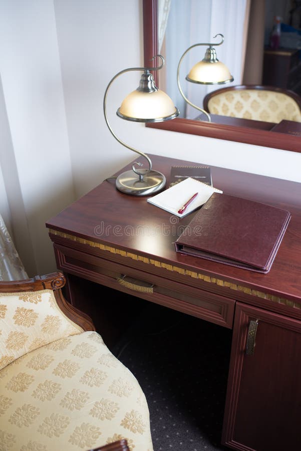 Folder for Notes and Lamp Standing on a Table Stock Image - Image of ...